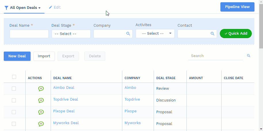 Deal Pipeline - Complete Sales Visibility | CompanyHub CRM